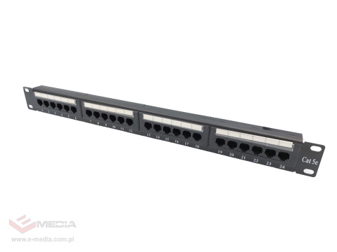 Patch panel 24-port UTP5e 1U 19" bez półki | e-media.com.pl